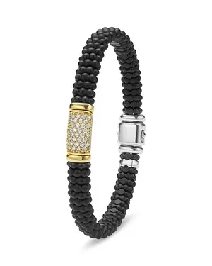 Lagos Two-tone Ceramic And Diamond Bracelet