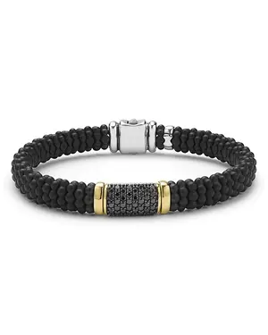 Lagos Two-tone Ceramic And Diamond Bracelet, 9mm - Black