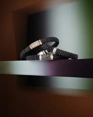 Lagos Two-tone Ceramic And Diamond Bracelet, 9mm