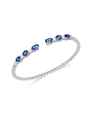 Bloomingdale'S 14k Blue Sapphire And Diamond Bangle - White Gold