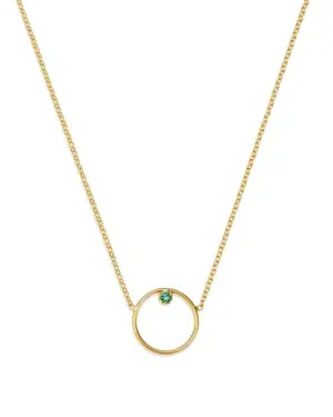 Zoe Chicco 14k Yellow Emerald Circle Pendant Necklace - Gold