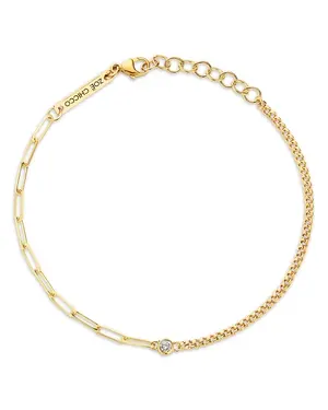 Zoe Chicco 14k Yellow Bezel Diamond Mixed Chain Bracelet - Gold
