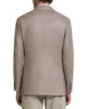 Zegna Silk And Cashmere Houndstooth Jacket - Light Beige/light Taupe