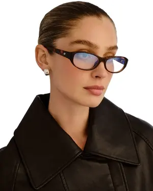 Le Specs Don't Cha Rectangular Blue Light Glasses, 56mm