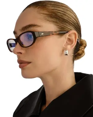 Le Specs Don't Cha Rectangular Blue Light Glasses, 56mm