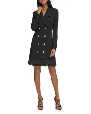 Karl Lagerfeld Paris Double-breasted Jacket Dress - Black