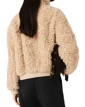 Maje Brune Crop Boucle Jacket - Camel