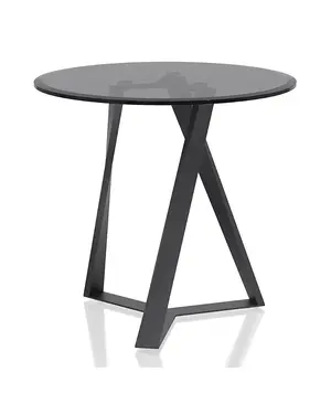FURNITURE OF AMERICA Webbe 24 O-shaped Round Glass Top End Table - Black