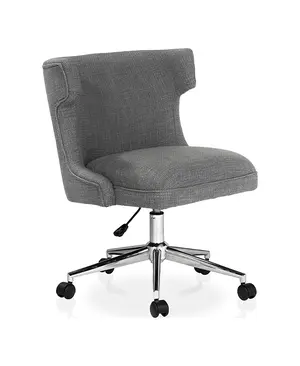 FURNITURE OF AMERICA Leona Fabric Wingback Swivel Office Chair - Gray