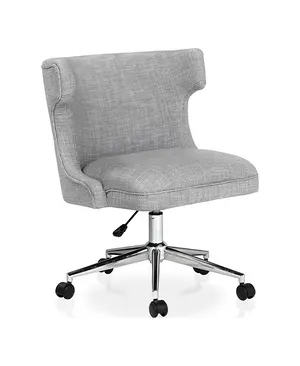 FURNITURE OF AMERICA Leona Fabric Wingback Swivel Office Chair - Light Gray