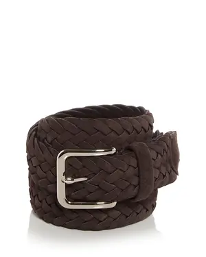 Vince Suede & Wool Woven Belt - Chocolate