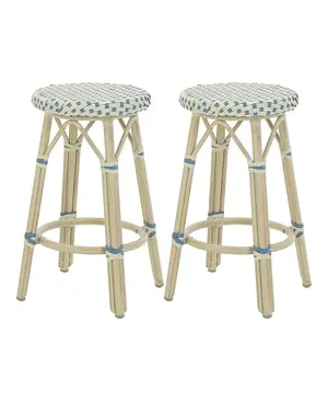 FURNITURE OF AMERICA Kindry 26-inch Aluminum Outdoor Barstools, Set Of 2 - Blue