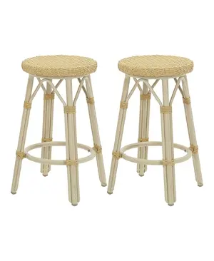 FURNITURE OF AMERICA Kindry 26-inch Aluminum Outdoor Barstools, Set Of 2 - Light Brown