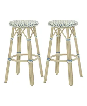 FURNITURE OF AMERICA Kindry 30 Aluminum Outdoor Barstools, Set Of 2 - Blue