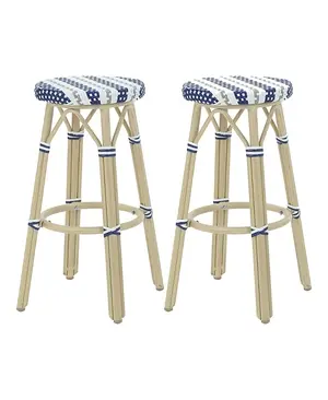 FURNITURE OF AMERICA Kindry 30 Aluminum Outdoor Barstools, Set Of 2 - Navy