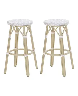 FURNITURE OF AMERICA Kindry 30 Aluminum Outdoor Barstools, Set Of 2 - White