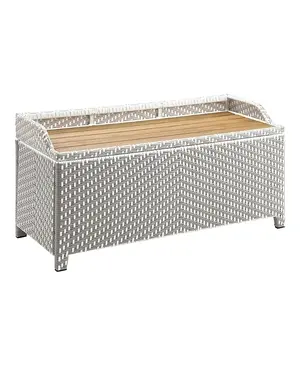 FURNITURE OF AMERICA Tomkins Aluminum And Pe Wicker Slatted Seat Outdoor Storage Bench - Grey