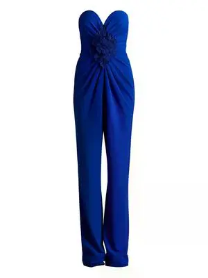 Tadashi Shoji Strapless Flower-embellished Jumpsuit - Blue