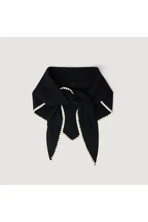 Sandro Ribbed Wool Scarf - Black