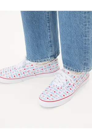 Valentino Garavani And Vans Love Print Low-top Sneakers - White