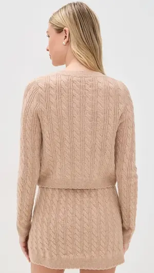LoveShackFancy Eugenie Cardigan - Camel Melange