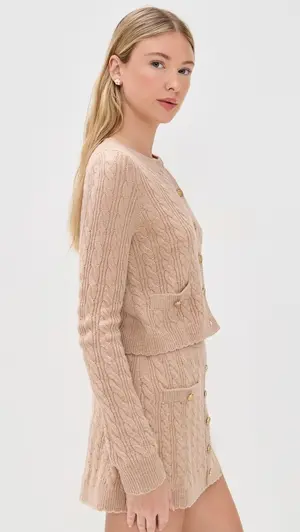 LoveShackFancy Eugenie Cardigan - Camel Melange