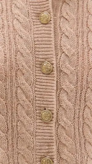 LoveShackFancy Eugenie Cardigan - Camel Melange