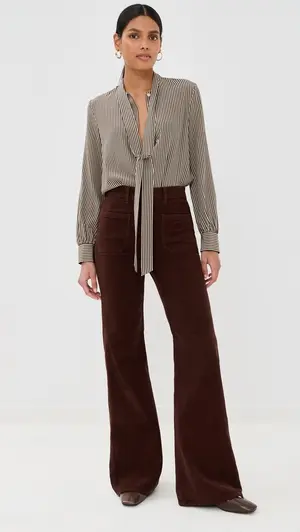 NILI LOTAN Florence Velveteen Pants - Cabernet