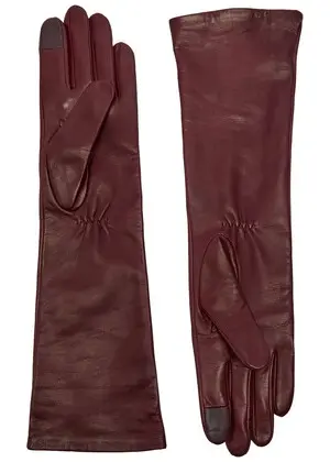 HANDSOME STOCKHOLM Essentials Long Leather Gloves - Burgundy