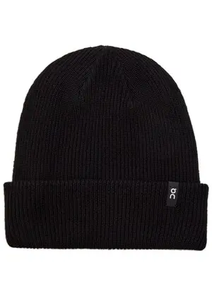On Ribbed Merino Wool Beanie - Black