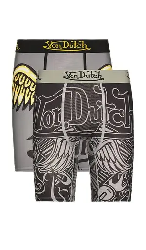 VON DUTCH Flying Eyeball 2 Pack Boxer Brief In Grey - Multi