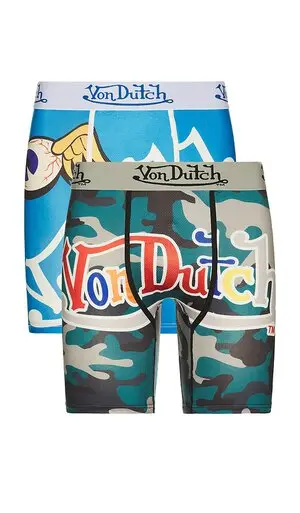 VON DUTCH Camo 2 Pack Boxer Brief In Green