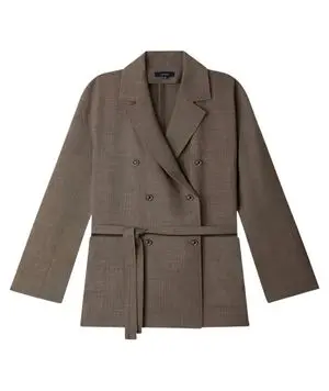 Soeur Belted Double-breasted Wool Blazer