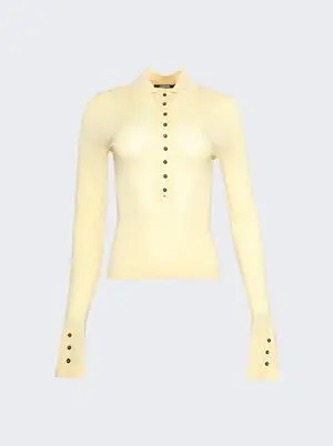 Jacquemus Merino Long Sleeve Polo Shirt - Yellow