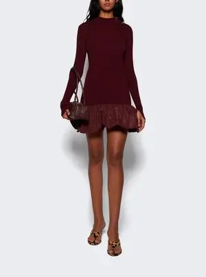 PATOU Faille Bloomer Knit Mini Dress - Red