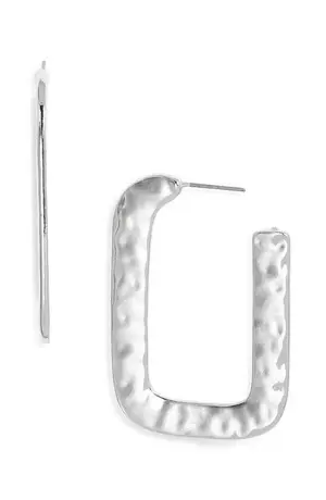 OPEN EDIT Rectangular Hoop Earrings - Silver