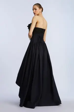 Bcbgmaxazria Taffeta High-low Gown With Floral Appliqu
