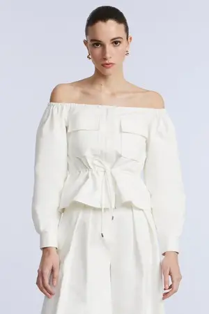 Bcbgmaxazria Off-shoulder Drawstring Top