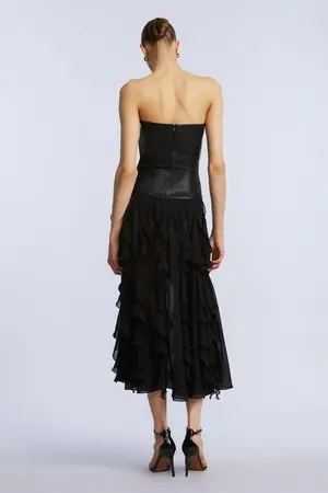 Bcbgmaxazria Leather Chiffon Dress
