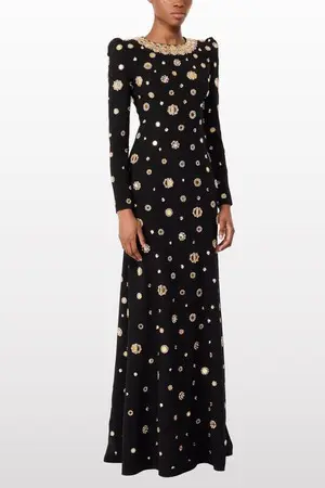 Jenny Packham Frency Mirror-embellished Maxi Dress