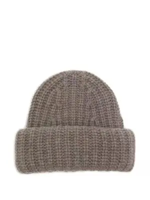 LISA YANG Ribbed Beanie - Brown