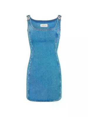MARINE SERRE Crescent Moon Print Denim Mini Dress - Blue