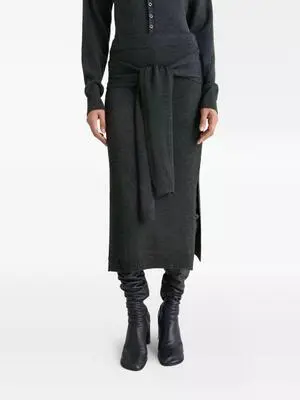 LEMAIRE Tie-around Ribbed Midi Skirt - Grey