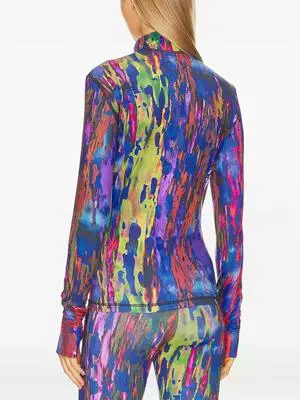 Aztech Mountain Abstract Print Mock Neck Long Sleeve Top