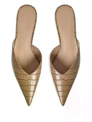 12 STOREEZ 40mm Crocodile-embossed Pointed-toe Mules