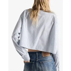 Prada Striped Cropped Cotton Poplin Shirt