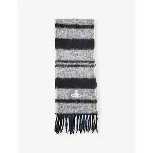 VIVIENNE WESTWOOD Chunky Striped Wool-blend Scarf - Grey
