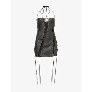 knee length dresses for ladies RIDE OR DIE FAUX LEATHER MINI DRESS – AKIRA main image 1