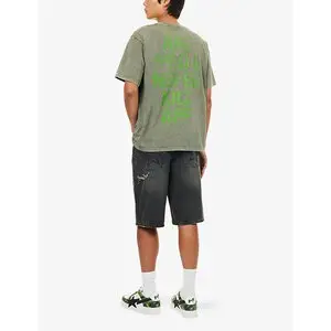 A BATHING APE Ape Head Brand-print Cotton-jersey T-shirt - Olive Drab