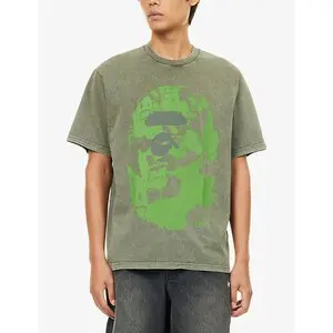 A BATHING APE Ape Head Brand-print Cotton-jersey T-shirt - Olive Drab